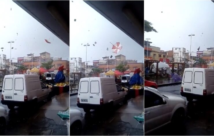 Vento forte faz objetos voarem e destelha casa na Boca do Rio; veja vídeos | Aratu On